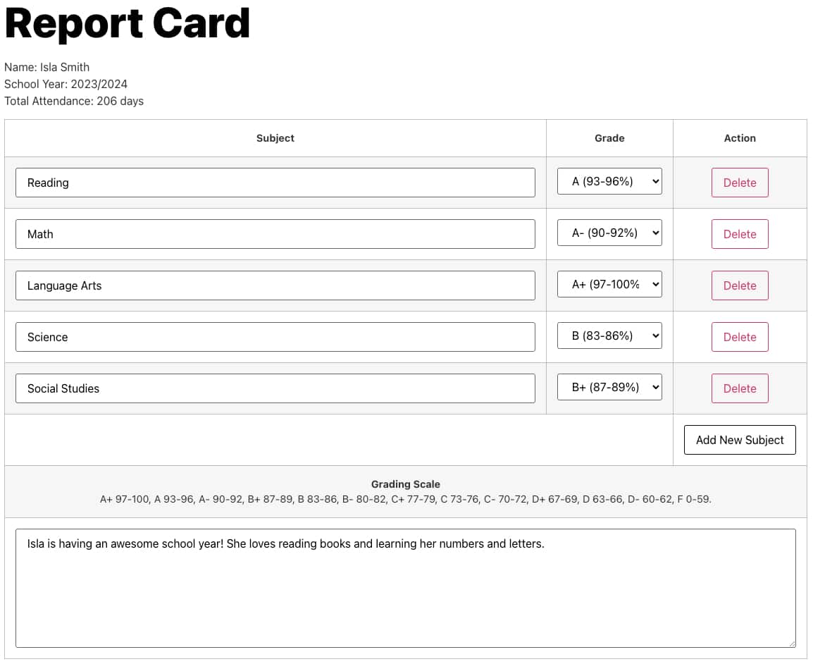 Georgia Homeschool Report Card - Homeschool Reports